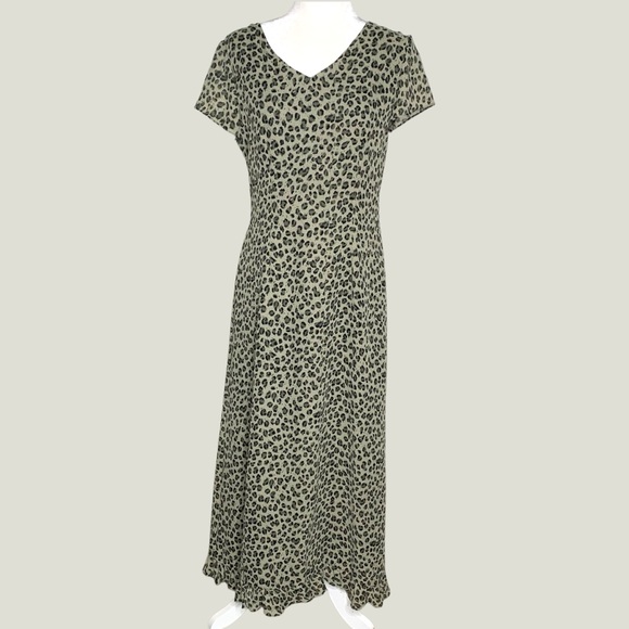American Vintage | Dresses | Vintage 9s Animal Cheetah Print Maxi Dress ...